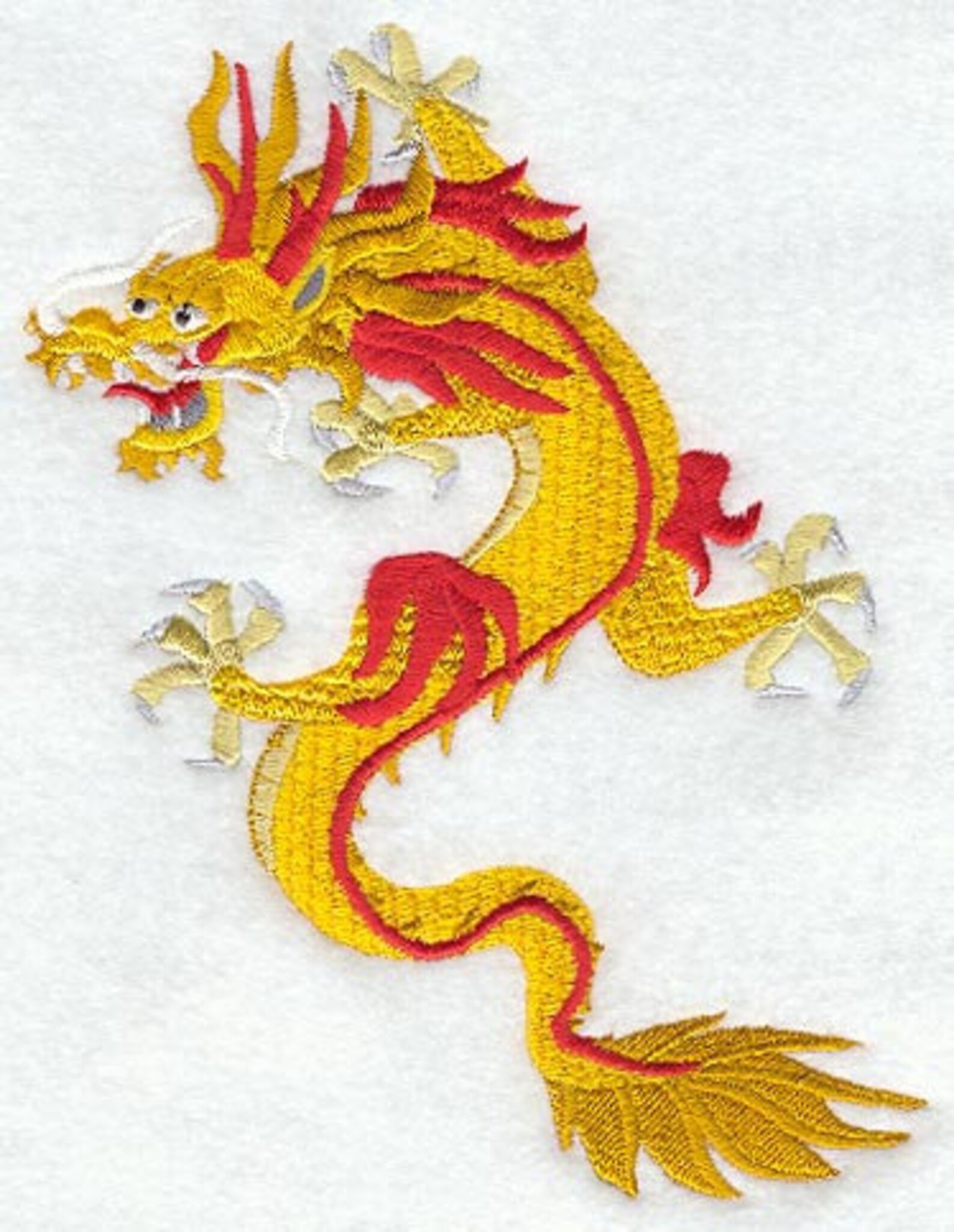 Yellow Dragon Embroidered Waffle Weave Hand/dish Towel - Etsy