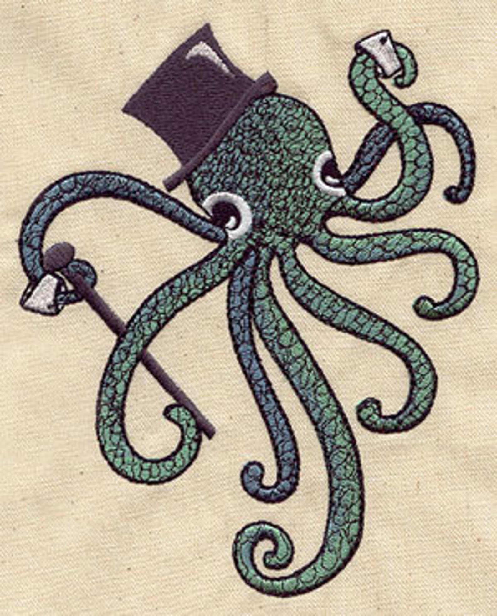 Dapper Gentleman Squid Octopus and Anchor Embroidered Waffle Weave Hand ...