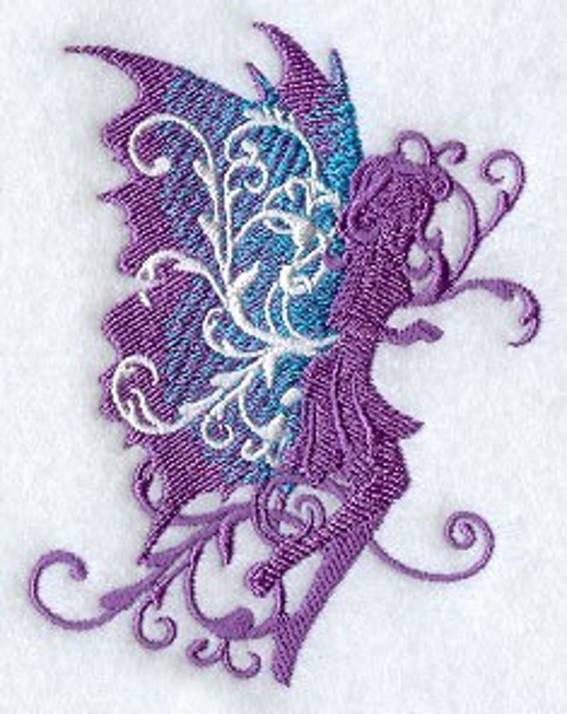 Violet Filigree Fairy Embroidered Waffle Weave Hand/dish Towel | Etsy