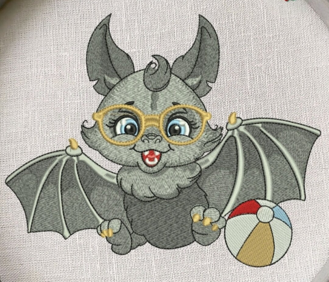 Beach Bat Embroidered Waffle Weave Hand/dish Towel - Etsy