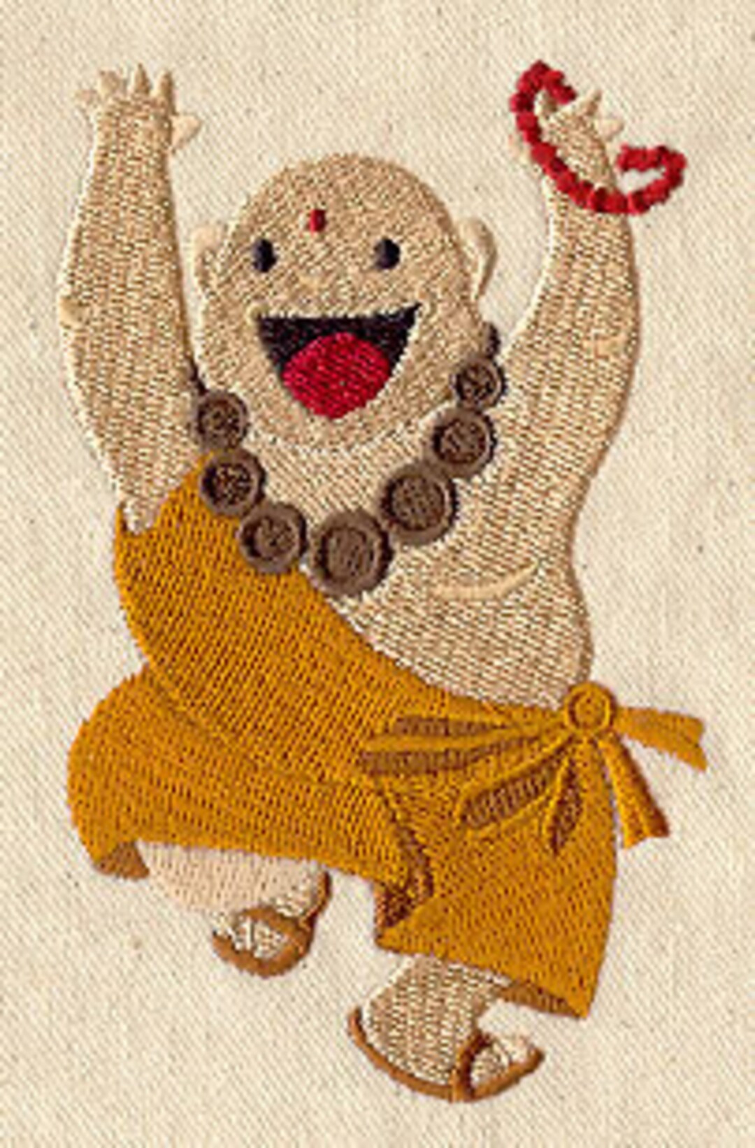 Dancing Buddha or Monk OM AUM Embroidered Waffle Weave Hand/dish Towel ...