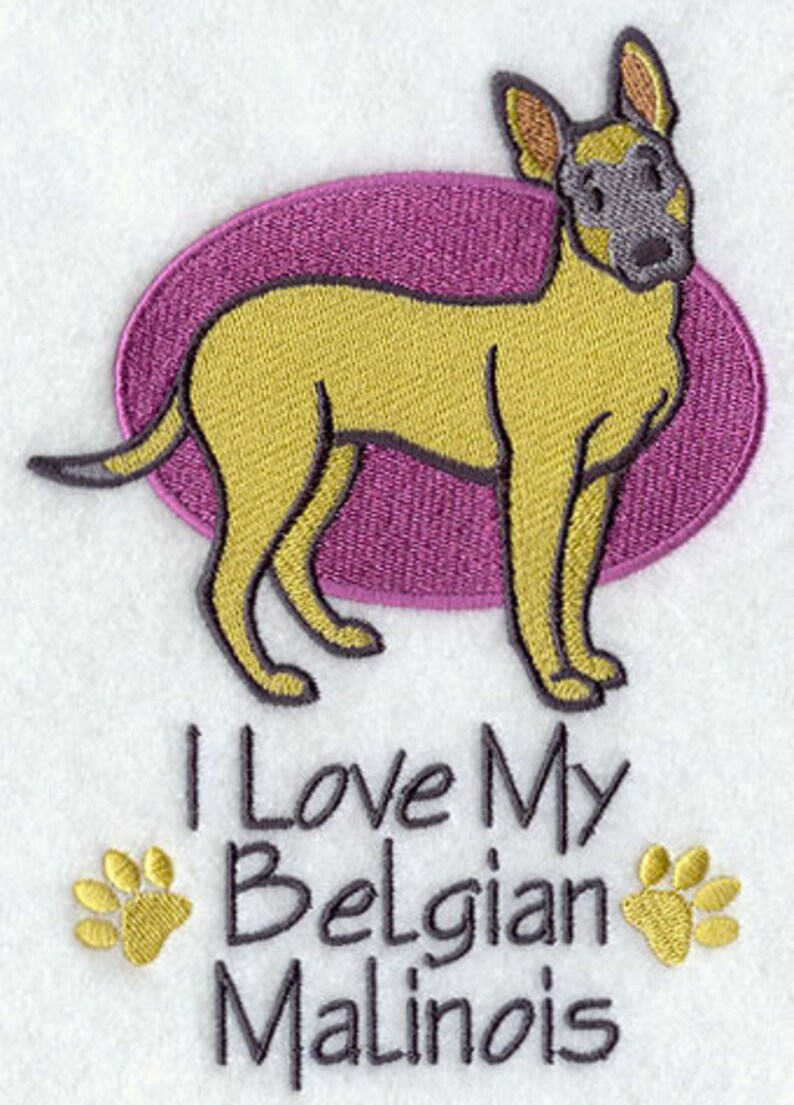 I Love My Belgian Malinois Dog Embroidered Waffle Weave - Etsy