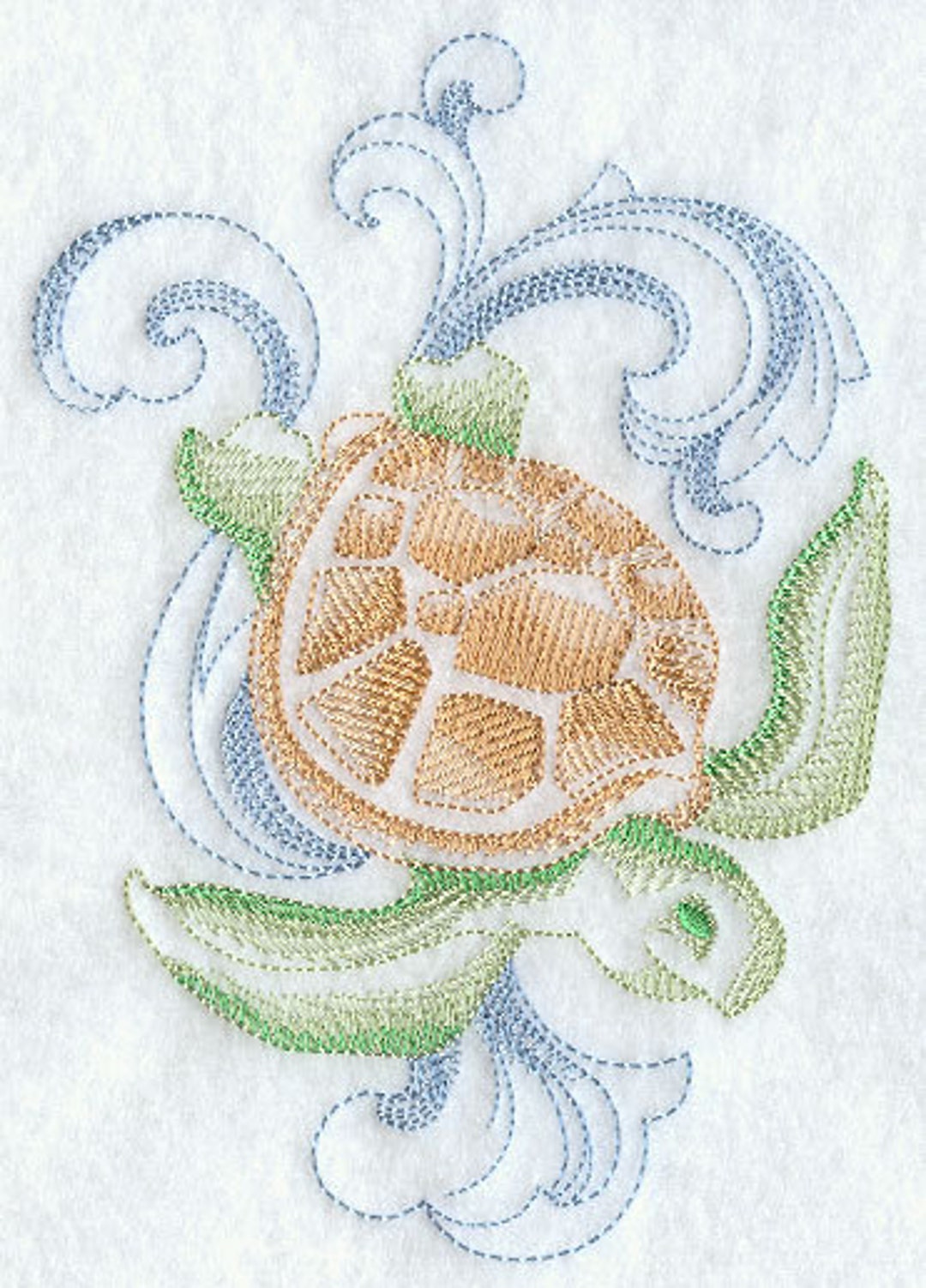 Baroque Sea Turtle Embroidered Waffle Weave Hand/dish Towel - Etsy