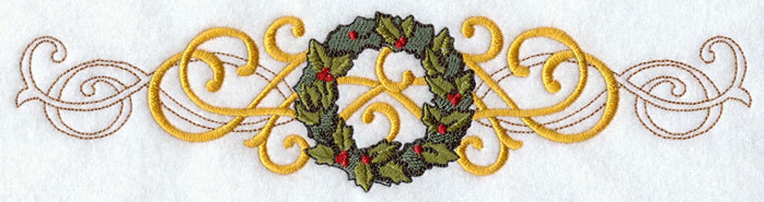 Wild Side Christmas Wreath Border Embroidered Waffle Weave Hand/dish ...