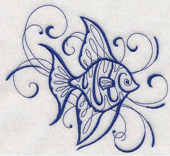 Intricate Sea Angel Fish Tropical Caribbean Fish Embroidered | Etsy