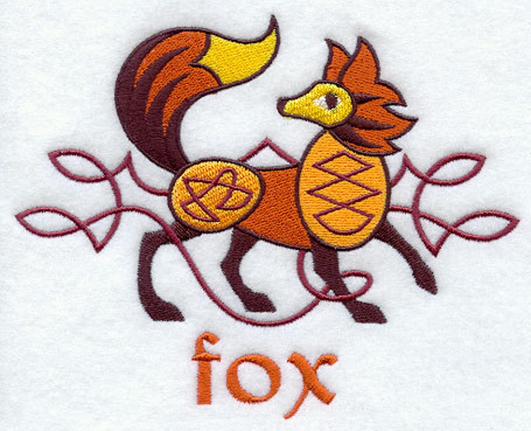 Celtic Knotwork Fox Embroidered Waffle Weave Hand/dish Towel - Etsy