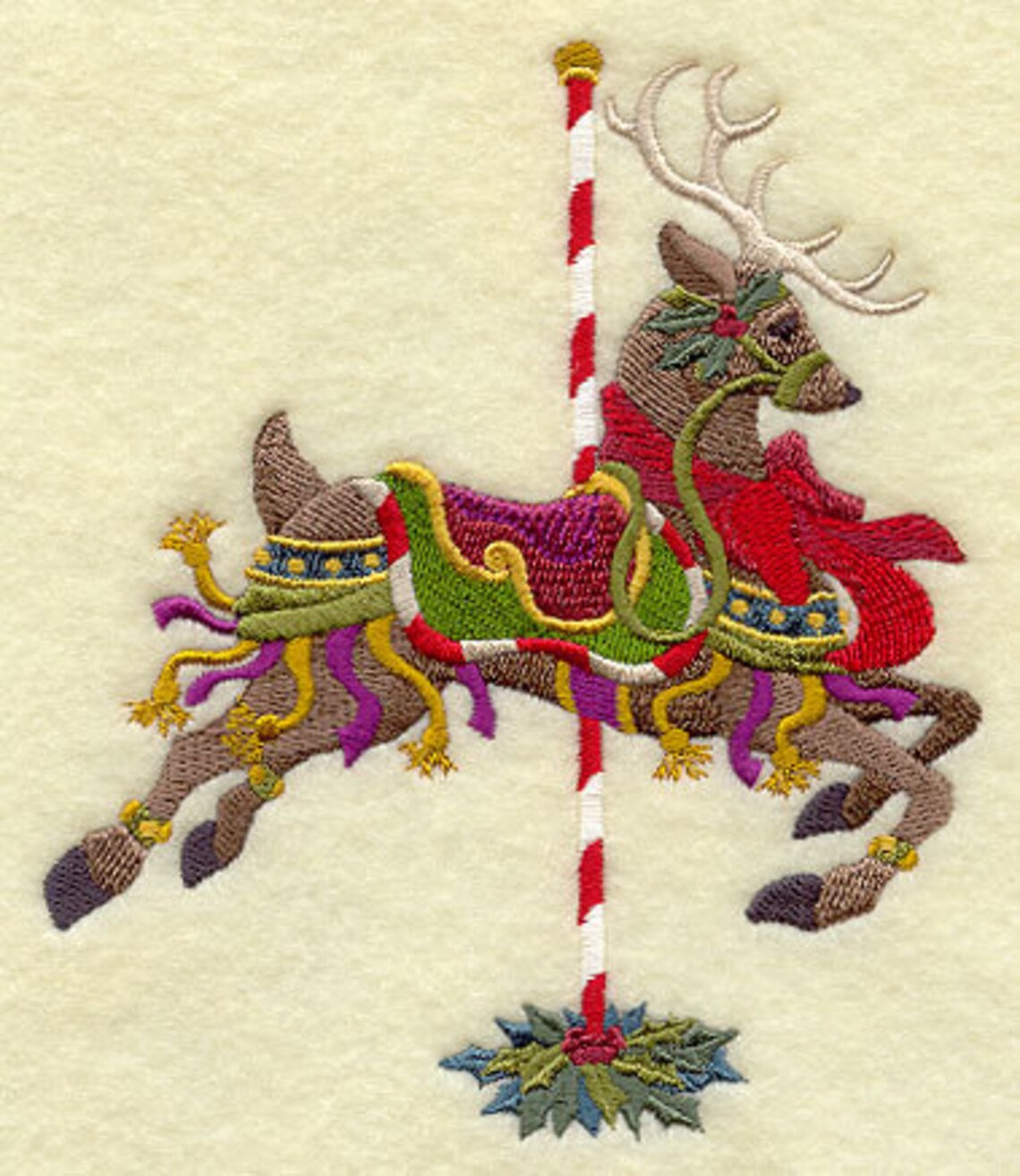 Carousel Christmas Reindeer Embroidered Waffle Weave Hand/dish Towel - Etsy