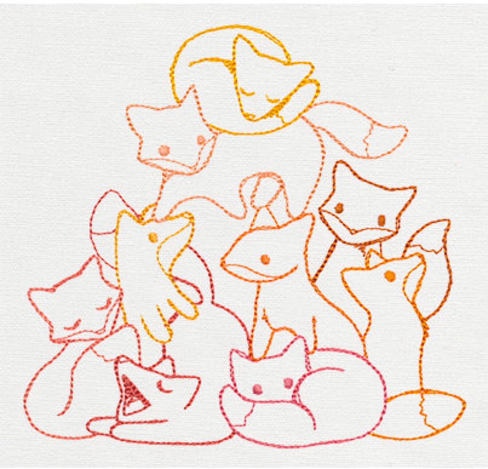 Fox Pile Embroidered Waffle Weave Hand/dish Towel - Etsy