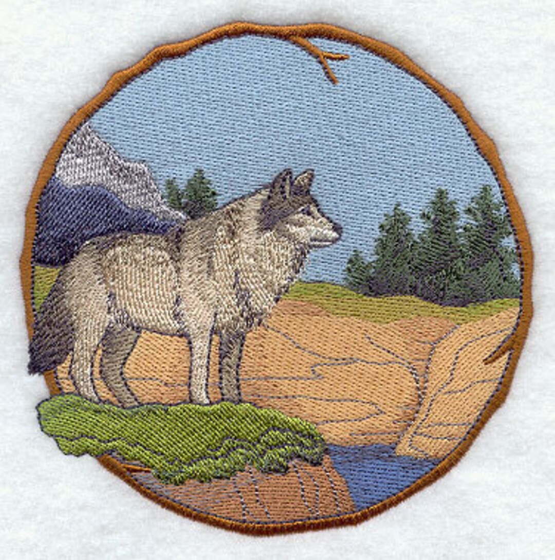 Walk in the Woods Wolf Embroidered Waffle Weave Hand/dish Towel - Etsy