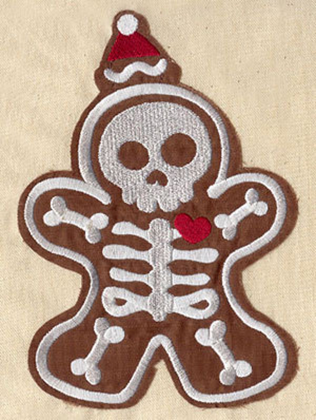 Gothic Christmas Skeleton Gingerbread Man FLEECE APPLIQUE Embroidered ...