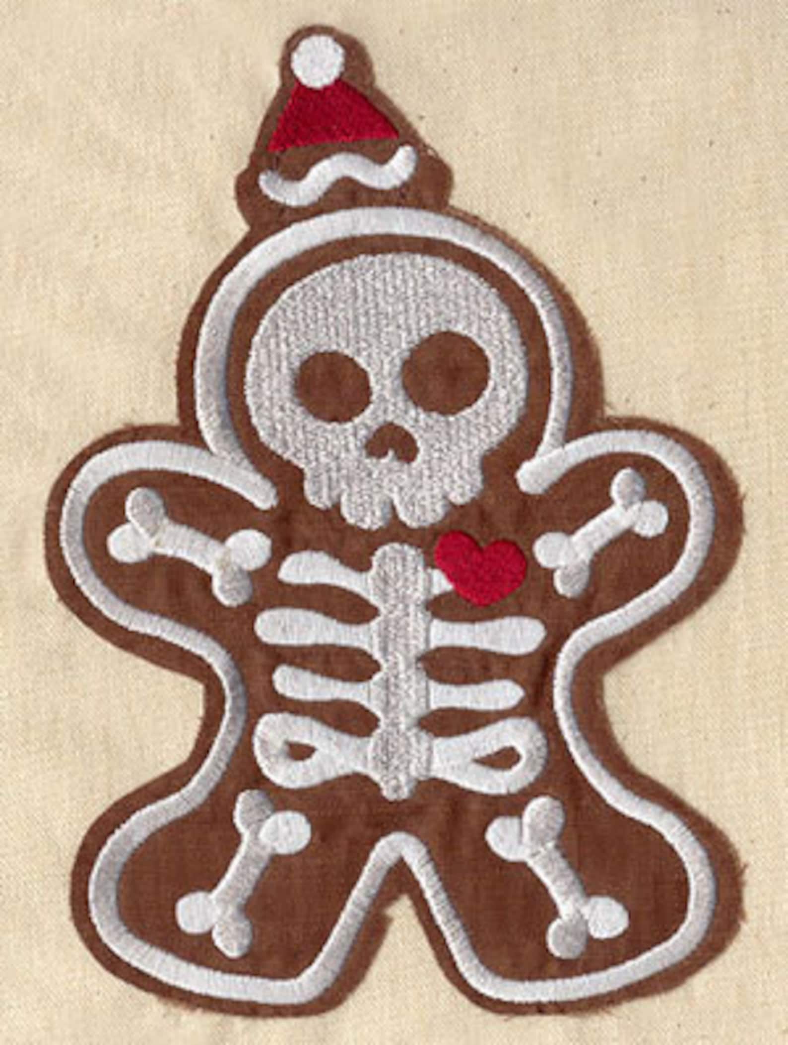 Gothic Christmas Skeleton Gingerbread Man FLEECE APPLIQUE | Etsy