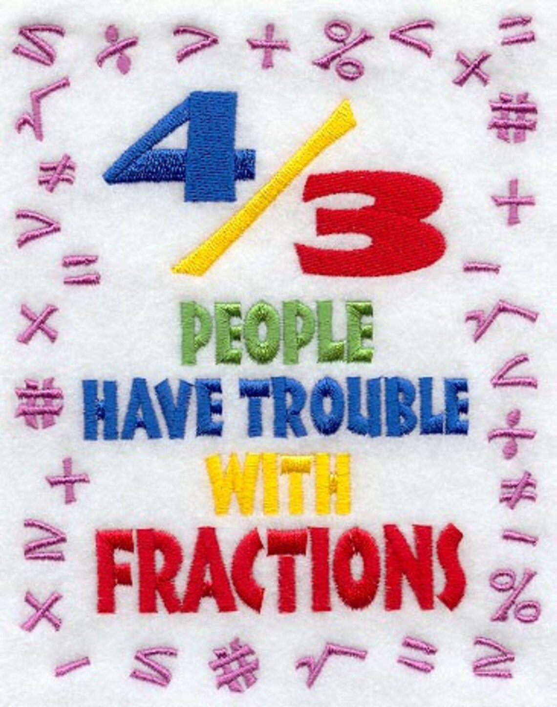 4/3 People Have Trouble With Fractions Embroidered Waffle | Etsy