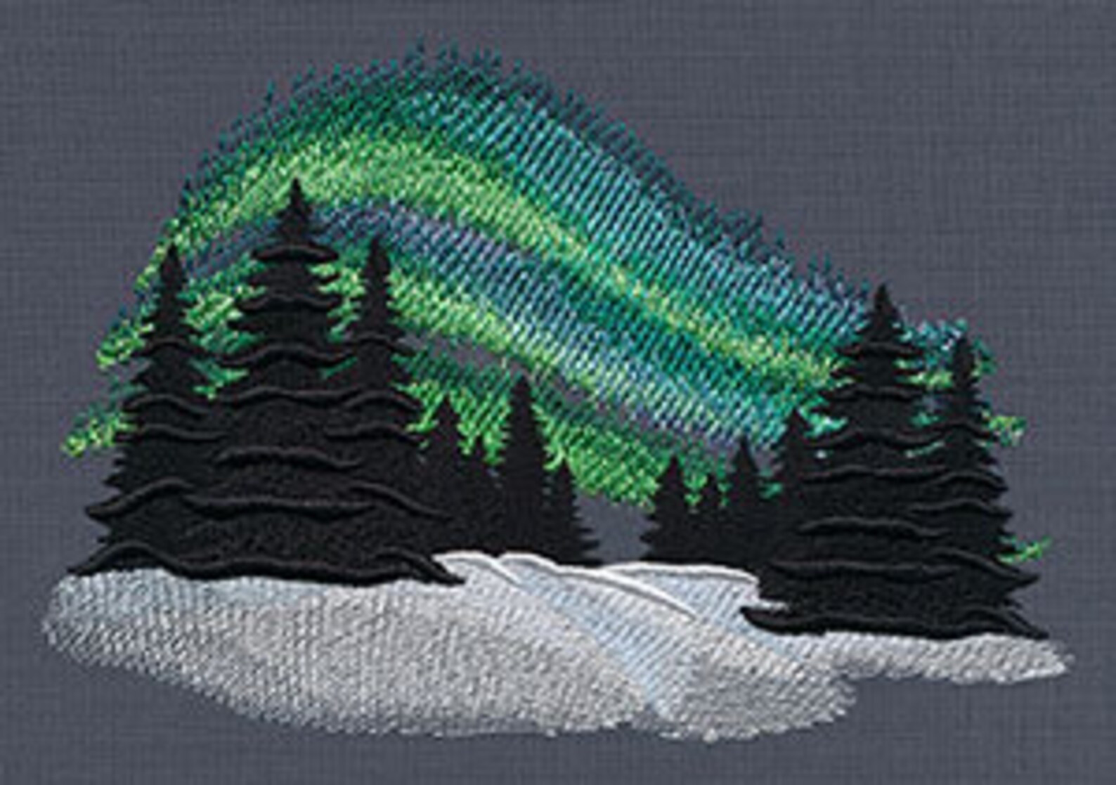 Aurora Borealis Pine Trees and Snow Christmas Tree Embroidered - Etsy