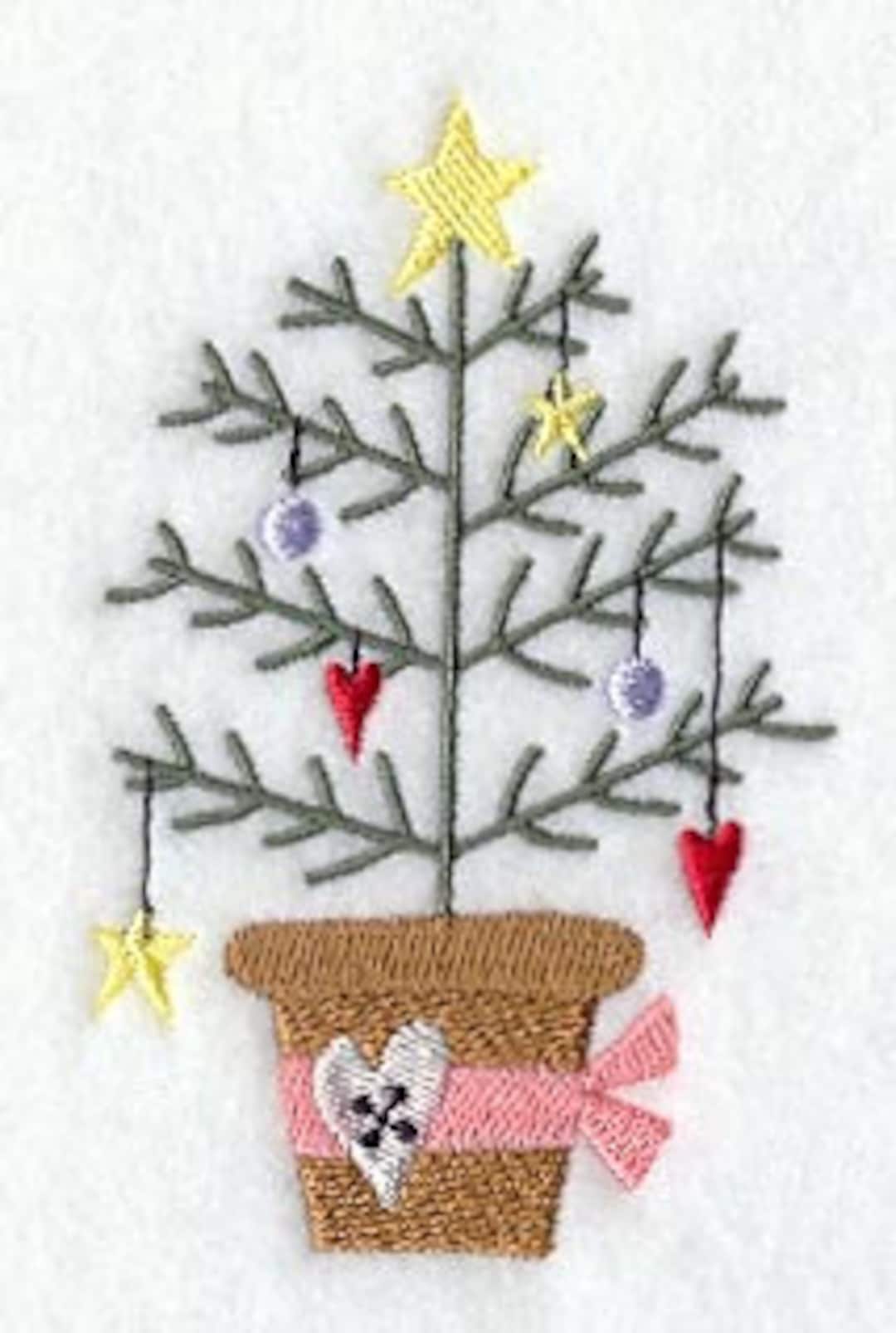 Adorable Barren Christmas Tree Embroidered Waffle Weave Hand/dish Towel ...