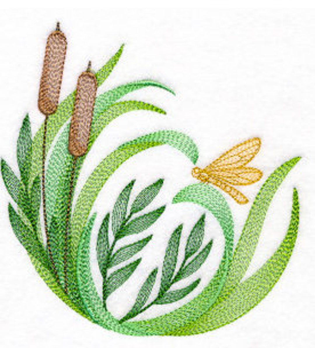 Dragonfly and Cattails Embroidered Waffle Weave Hand/dish Towel - Etsy