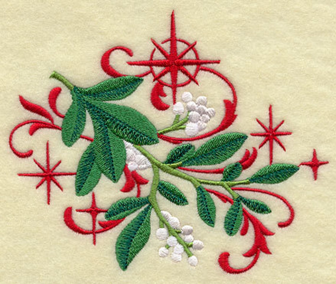 Christmas Mistletoe With Echoes Embroidered Waffle Weave - Etsy