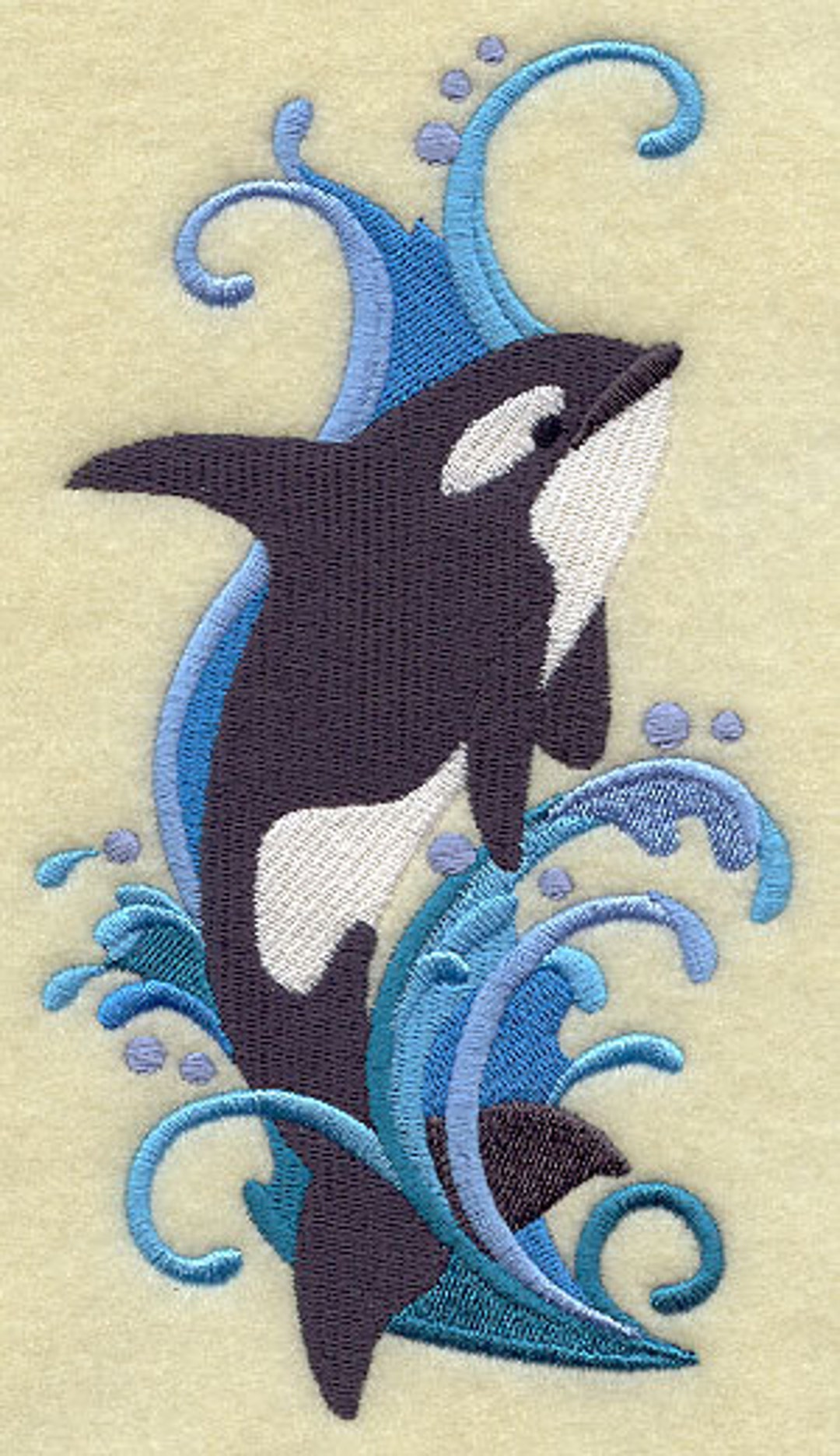 Orca and Waves Embroidered Waffle Weave Hand/dish Towel - Etsy