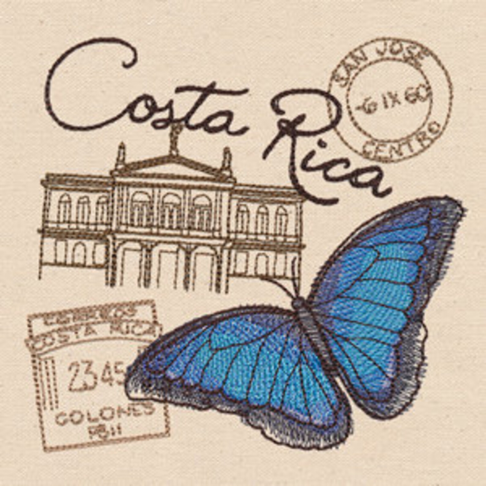 Passport Costa Rica Embroidered Waffle Weave Towel | Etsy