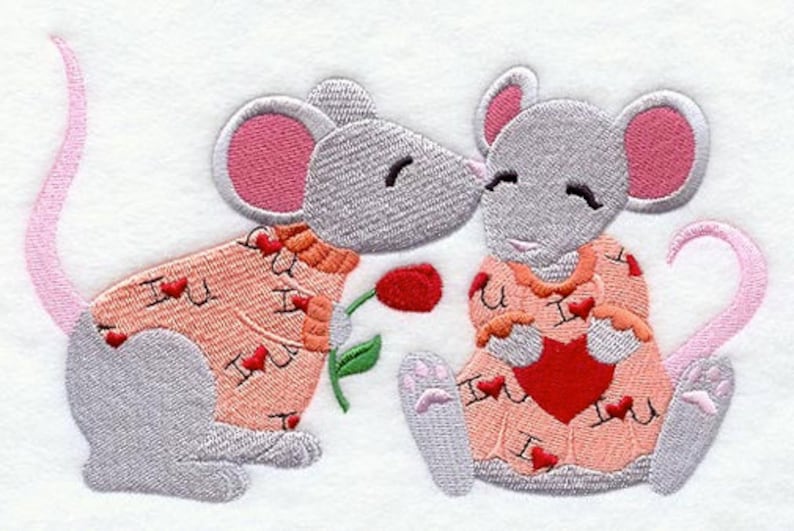 Valentines Mice in Love Embroidered Waffle Weave Towel - Etsy