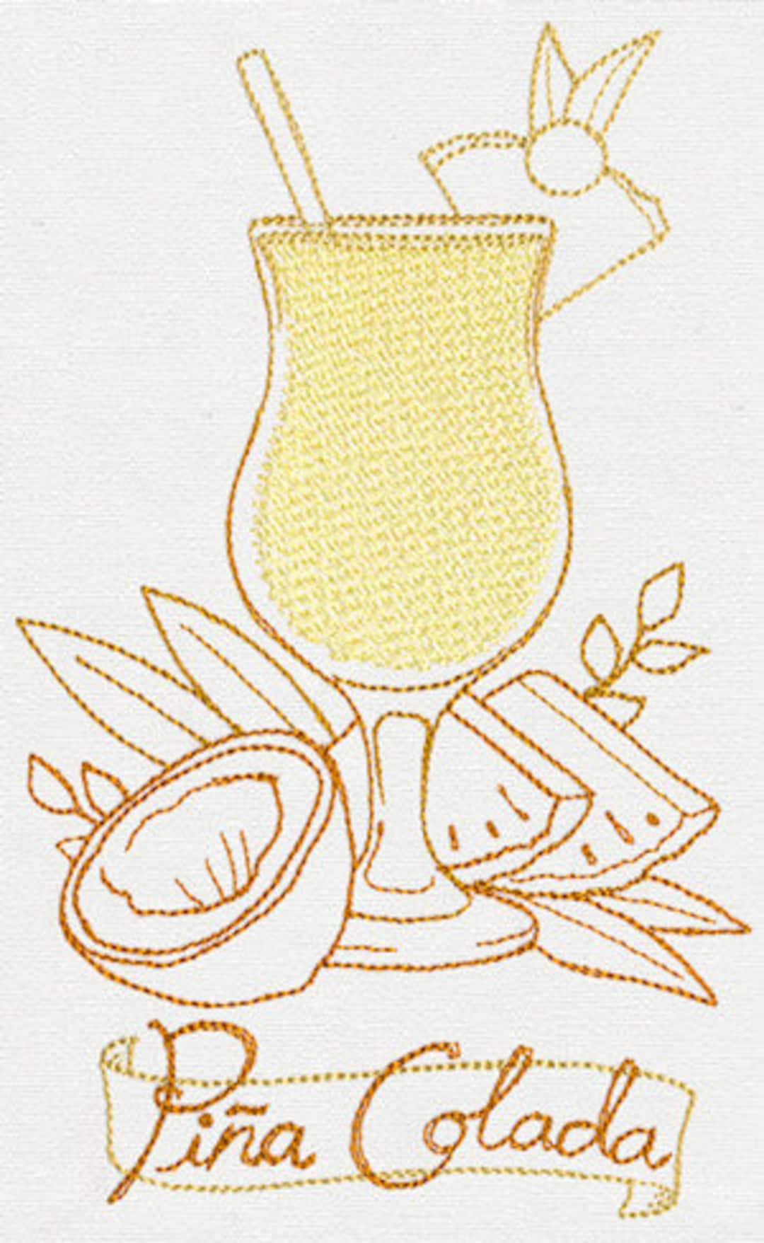 Piña Colada Embroidered Waffle Weave Hand/dish Towel - Etsy