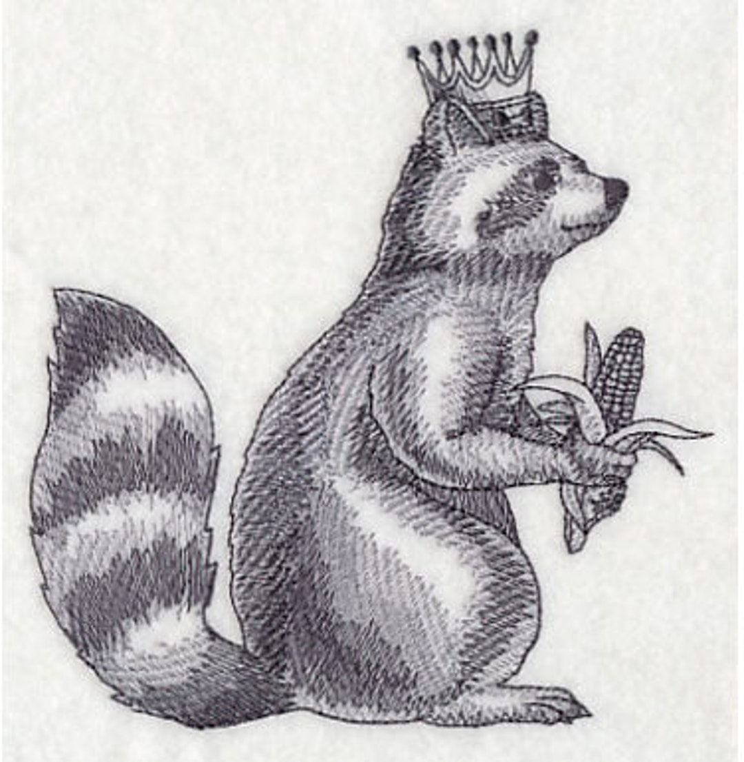 Raccoon in a Crown Embroidered Waffle Weave Hand/dish Towel - Etsy