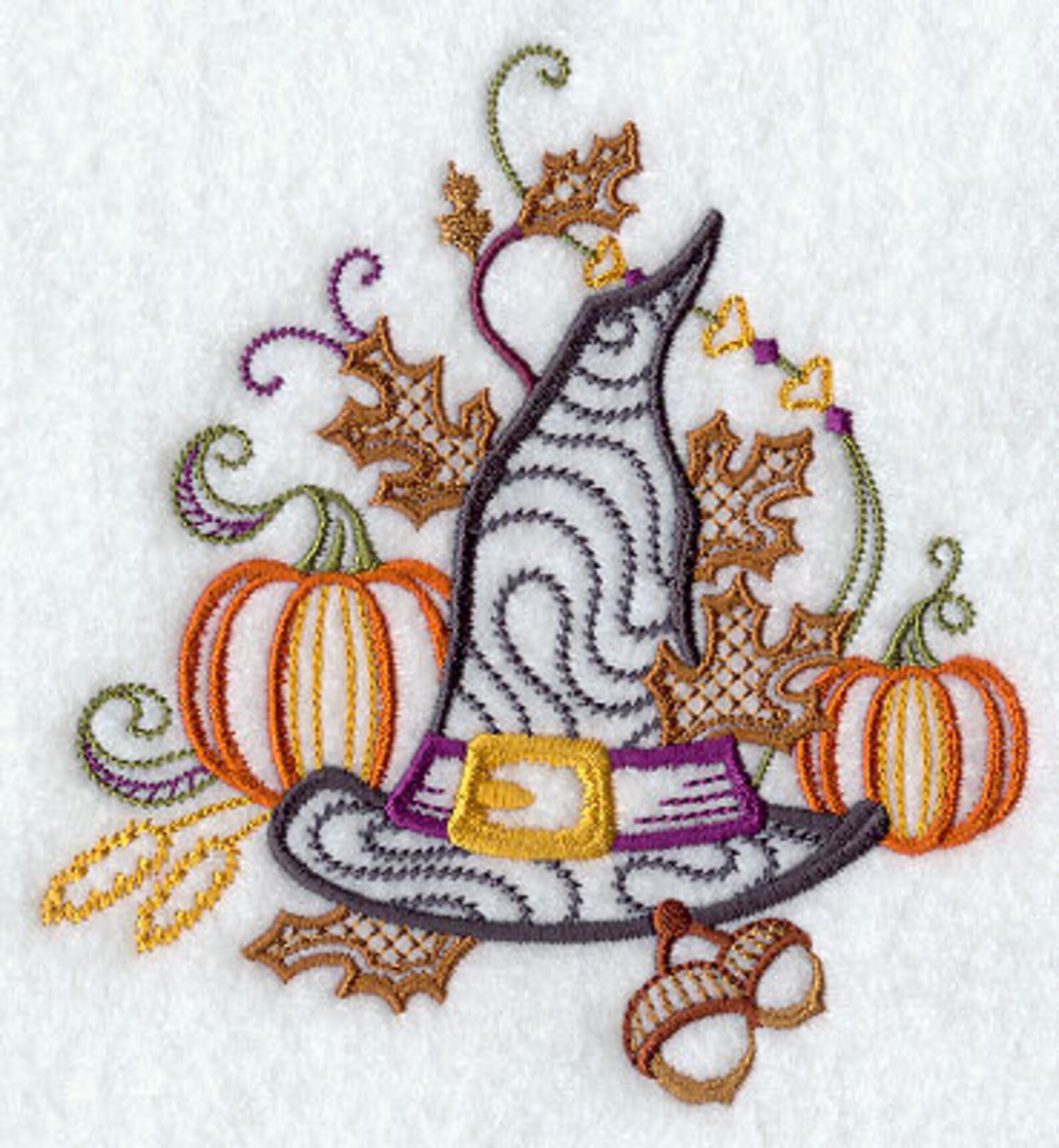 Halloween Witch Hat Embroidered Waffle Weave Hand/dish Towel - Etsy