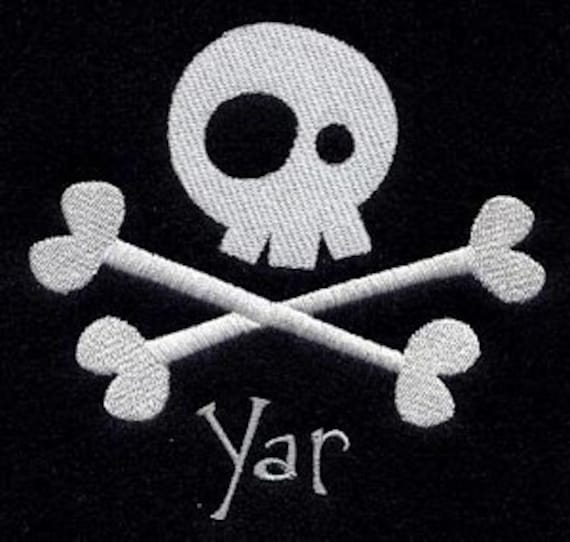 Jolly Roger Pirate YAR Embroidered Waffle Weave Hand/dish | Etsy