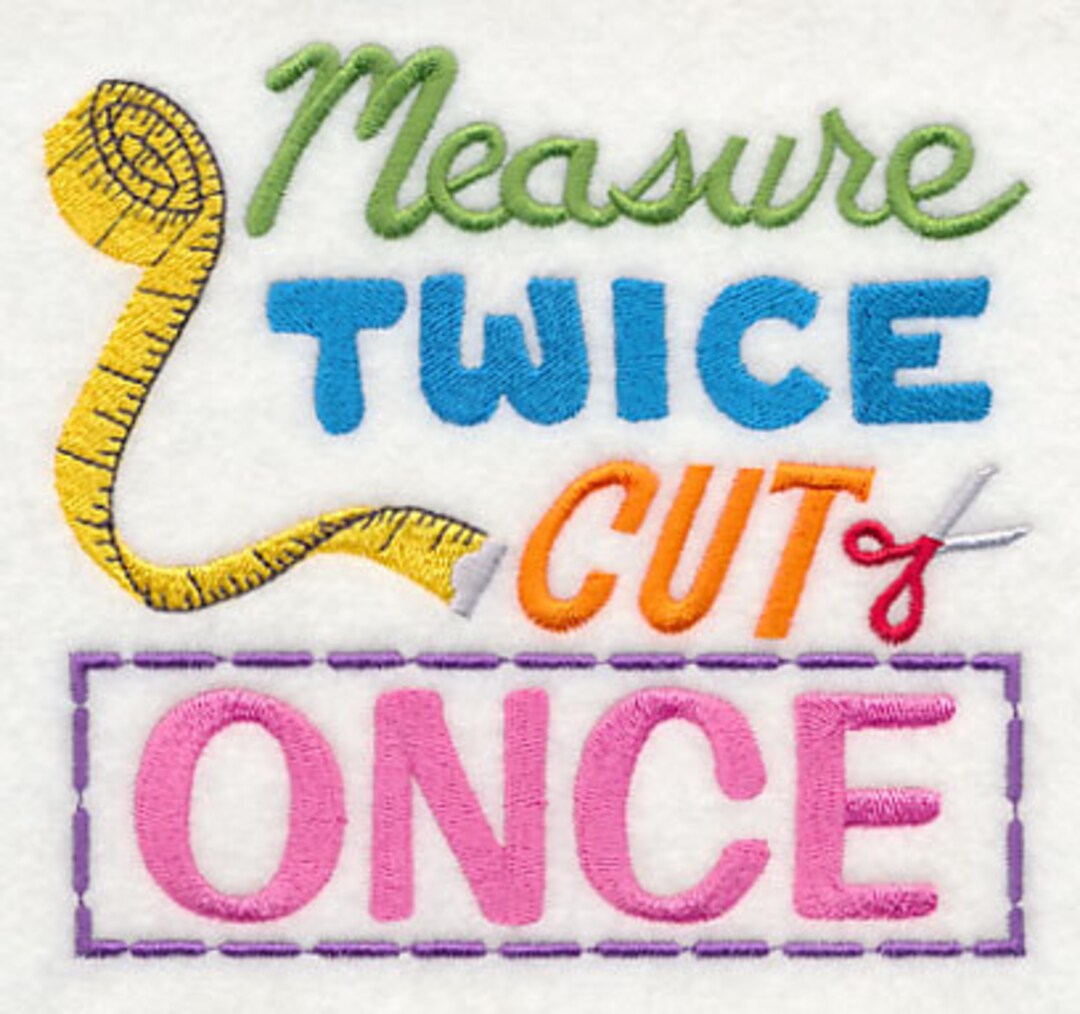 Measure Twice Cut Once Embroidered Waffle Weave Hand/dish Towel - Etsy