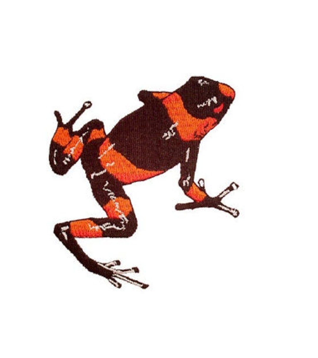 Red and Black Poison Arrow Frog Embroidered Waffle Weave Hand/dish ...