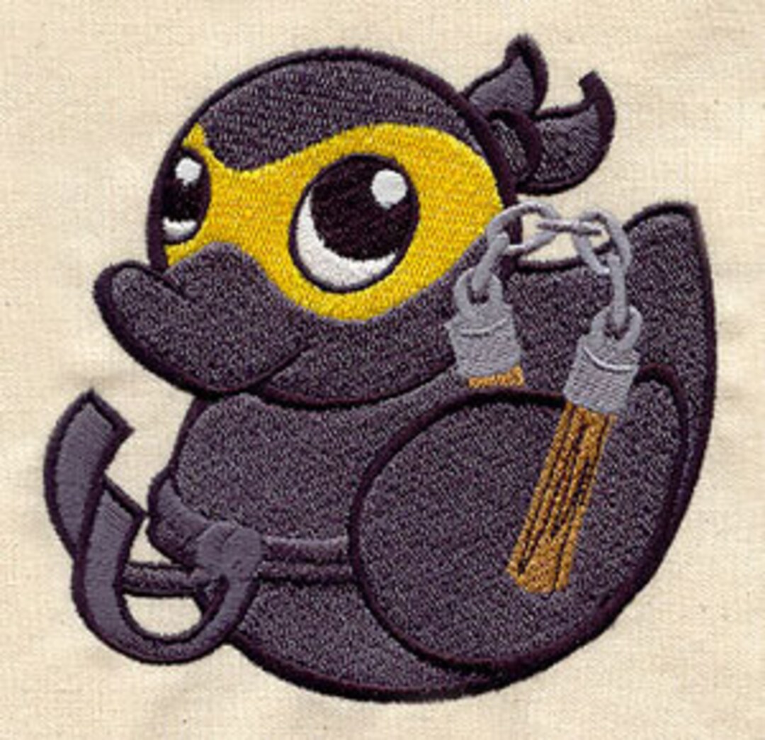 Ninja Ducky Embroidered Waffle Weave Hand/dish Towel - Etsy