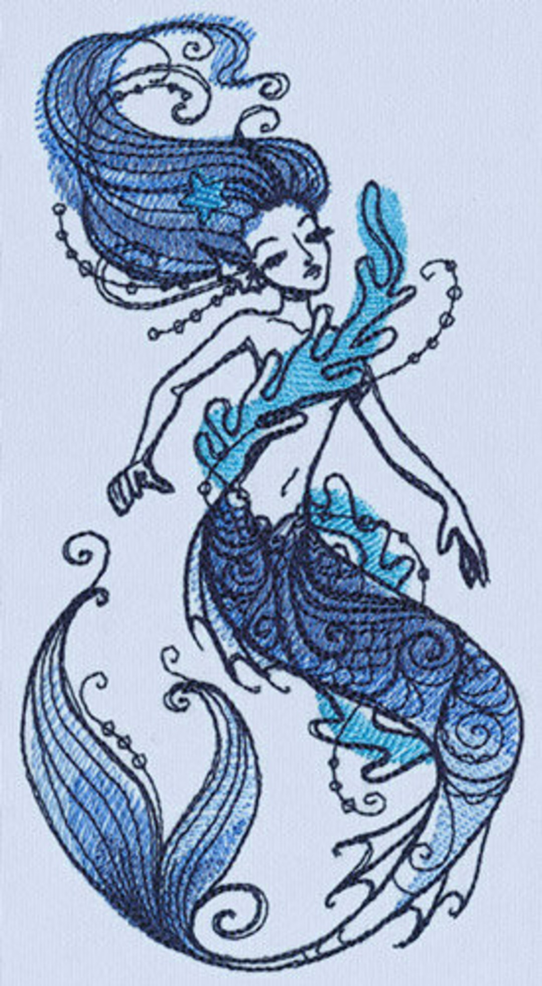 Ocean Blue Siren Mermaid Embroidered Waffle Weave Hand/dish Towel - Etsy