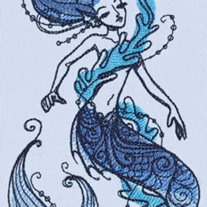 Ocean Blue Siren Mermaid Embroidered Waffle Weave Hand/dish Towel - Etsy