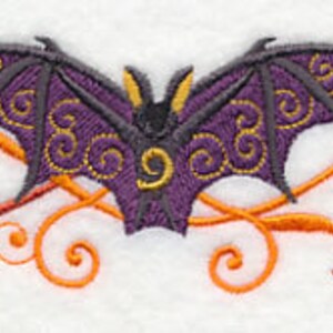 Boo-tiful Bat Potpourri Border Embroidered Waffle Weave Hand/dish Towel ...