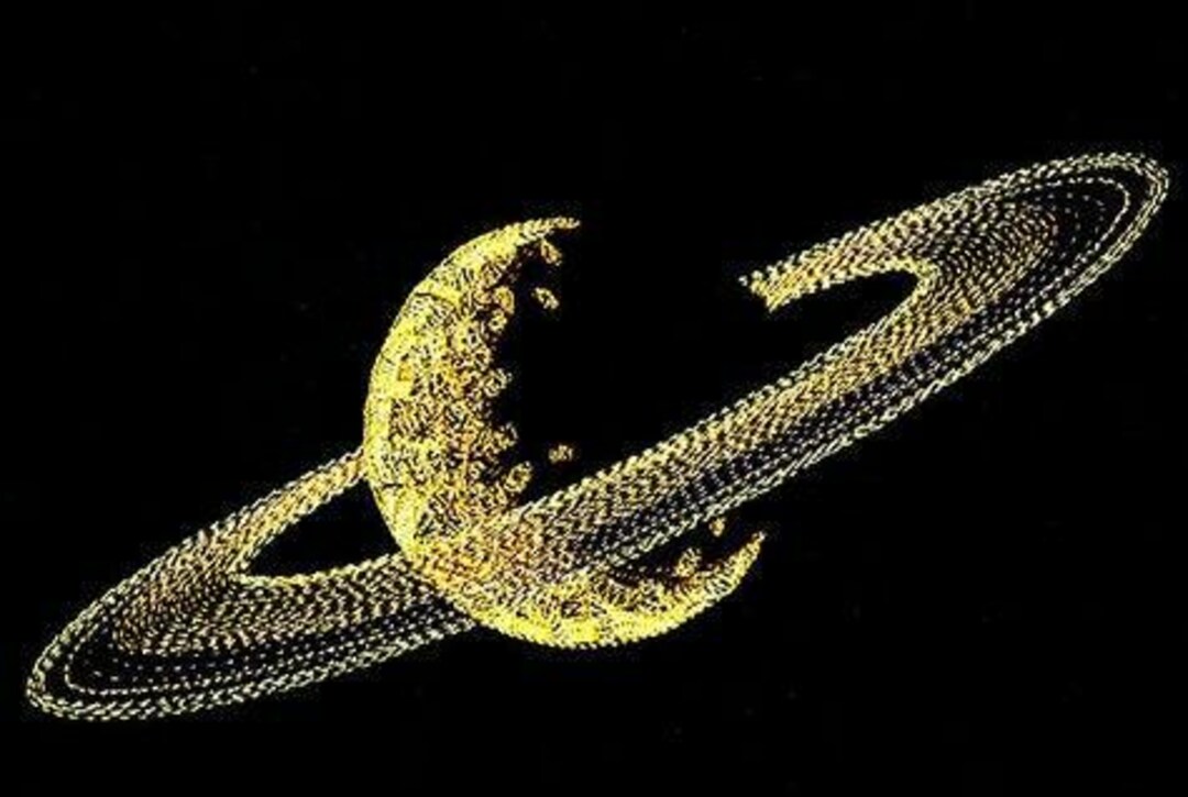 Golden Rings of Saturn Embroidered Waffle Weave Hand/dish Towel - Etsy