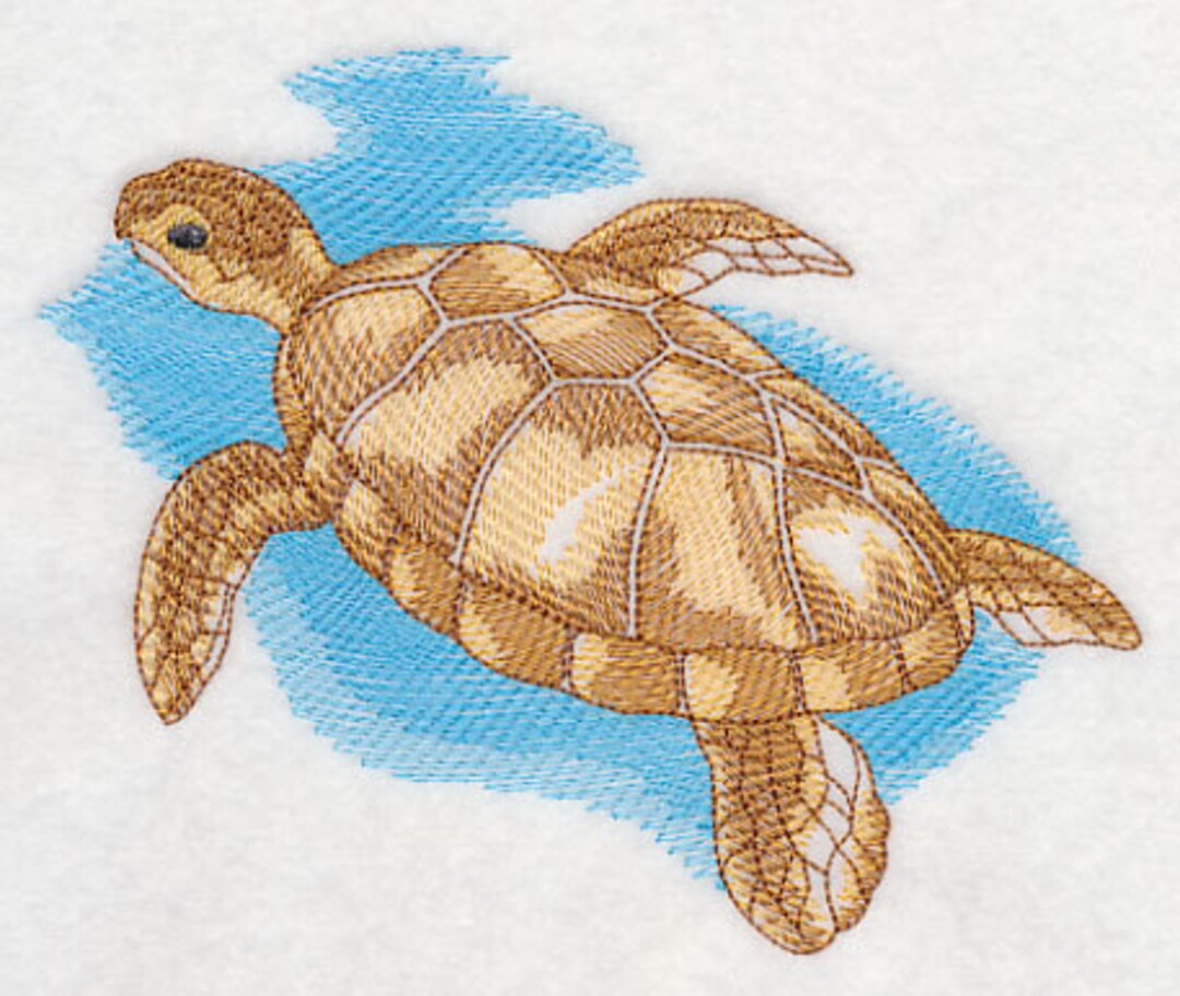 Sea Turtle Splash Embroidered Waffle Weave Hand/dish Towel - Etsy