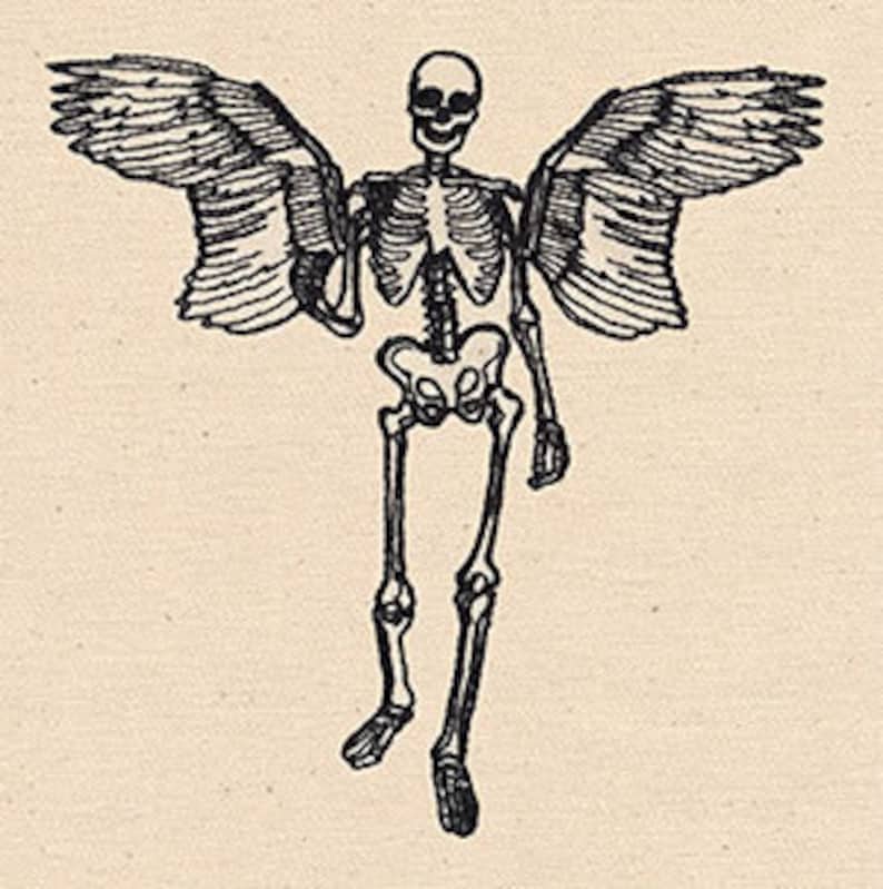 Gothic Winged Skeleton Embroidered Waffle Weave Hand/dish - Etsy