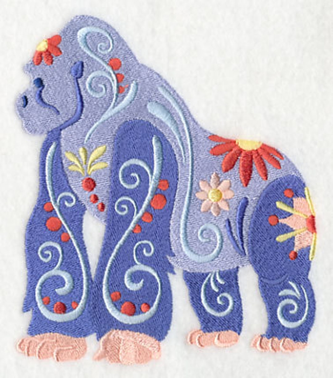 Flower Power Mountain Gorilla Embroidered Waffle Weave Hand/dish Towel ...