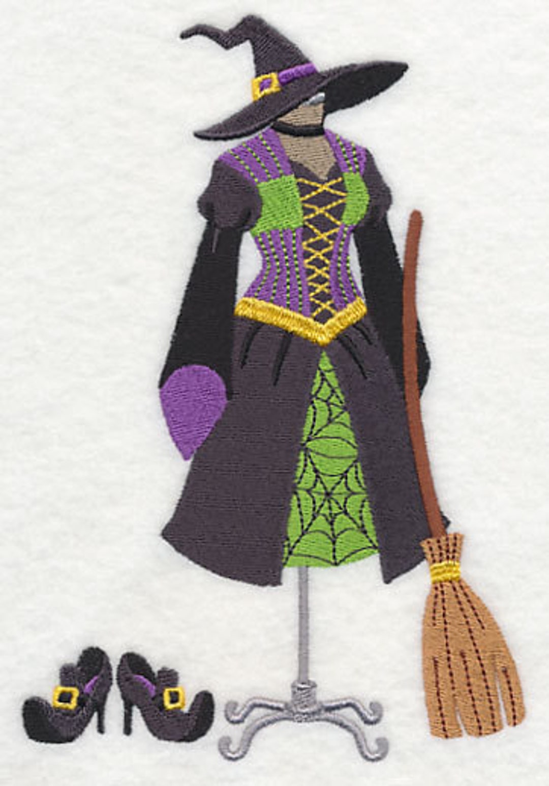 Witch Dress Form Embroidered Waffle Weave Hand/dish Towel - Etsy