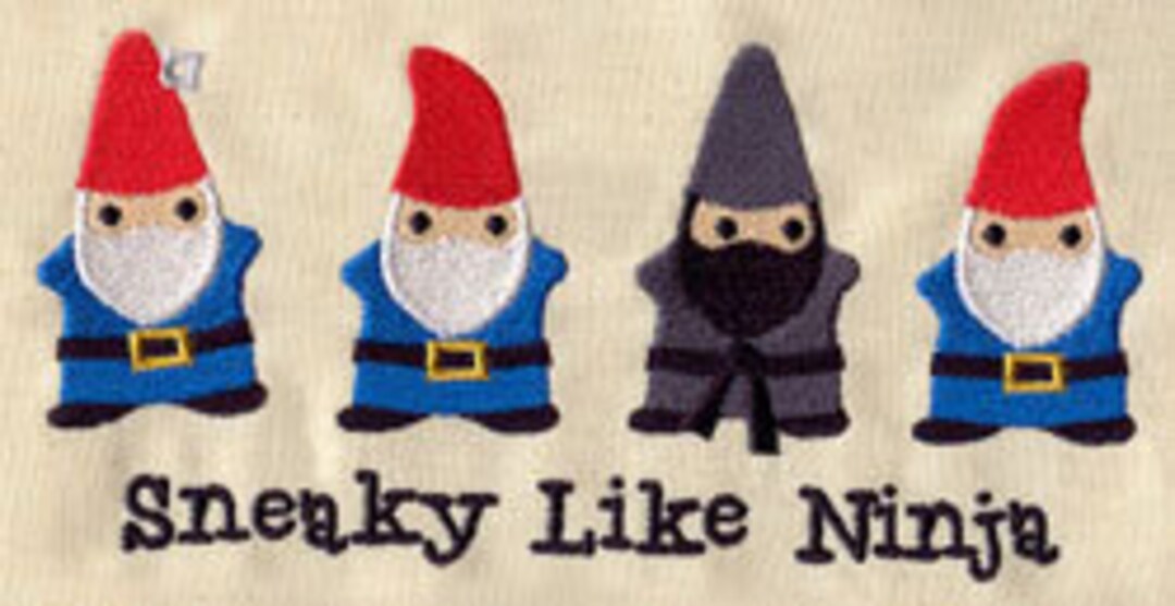 Sneaky Like Ninja Lawn Gnomes Embroidered Waffle Weave Hand/dish Towel ...