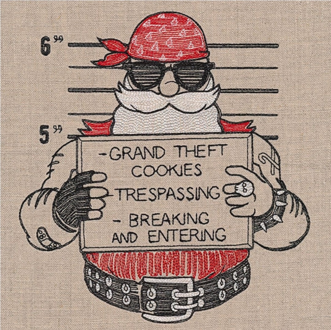 Mugshot Santa Claus Embroidered Waffle Weave Hand/dish Towel - Etsy