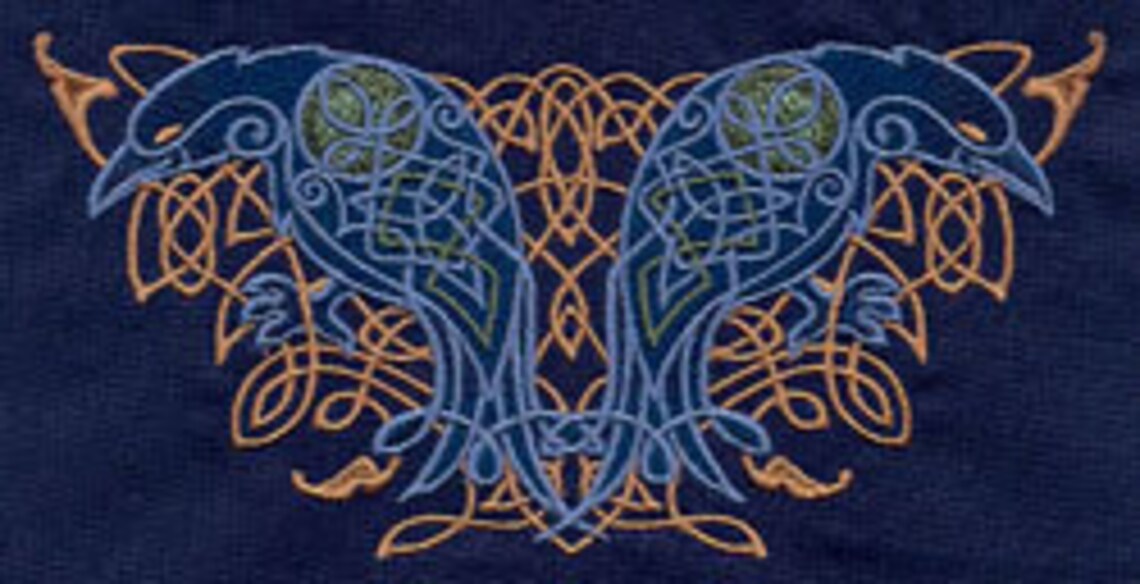 Celtic Knot Raven Pair Embroidered Waffle Weave Towel - Etsy