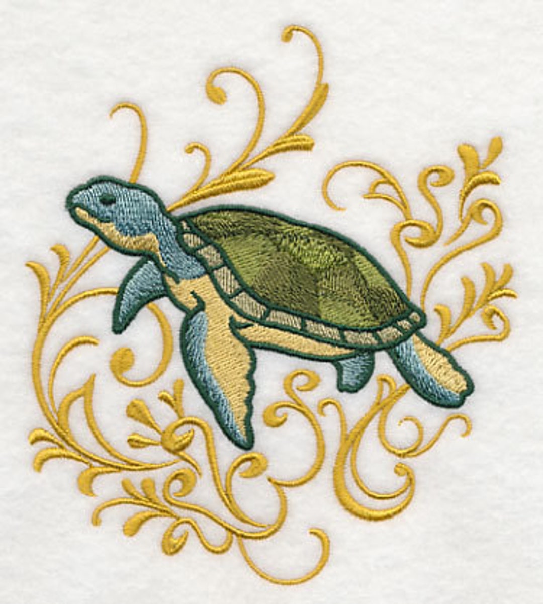 Sea Turtle Echo Embroidered Waffle Weave Hand/dish Towel - Etsy