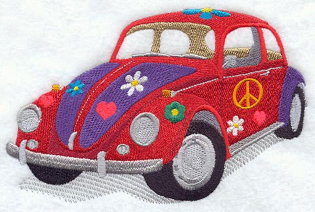 Volkswagon Peace Beetle Embroidered Waffle Weave Hand/dish Towel - Etsy