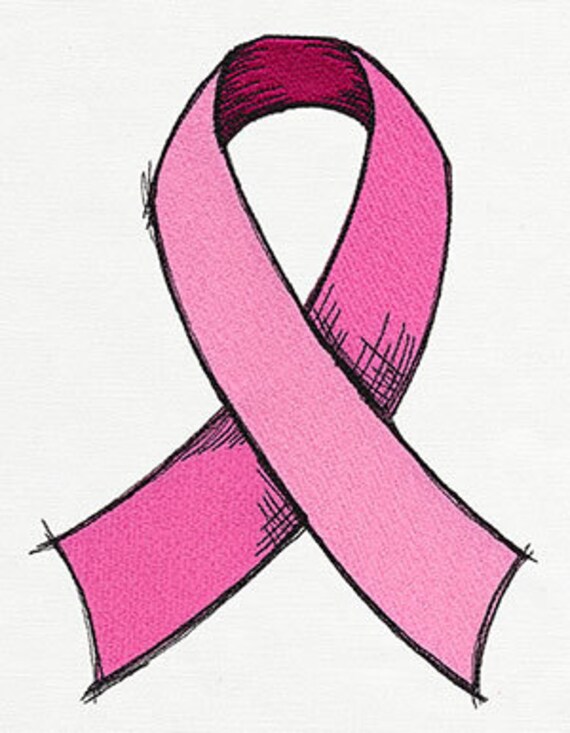Breast Cancer Awareness Ribbon Embroidered Waffle Weave | Etsy
