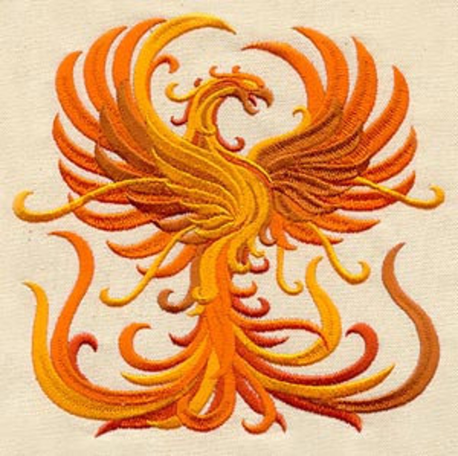 Damask Phoenix Rising Merlin Embroidered Waffle Weave Hand/dish Towel ...