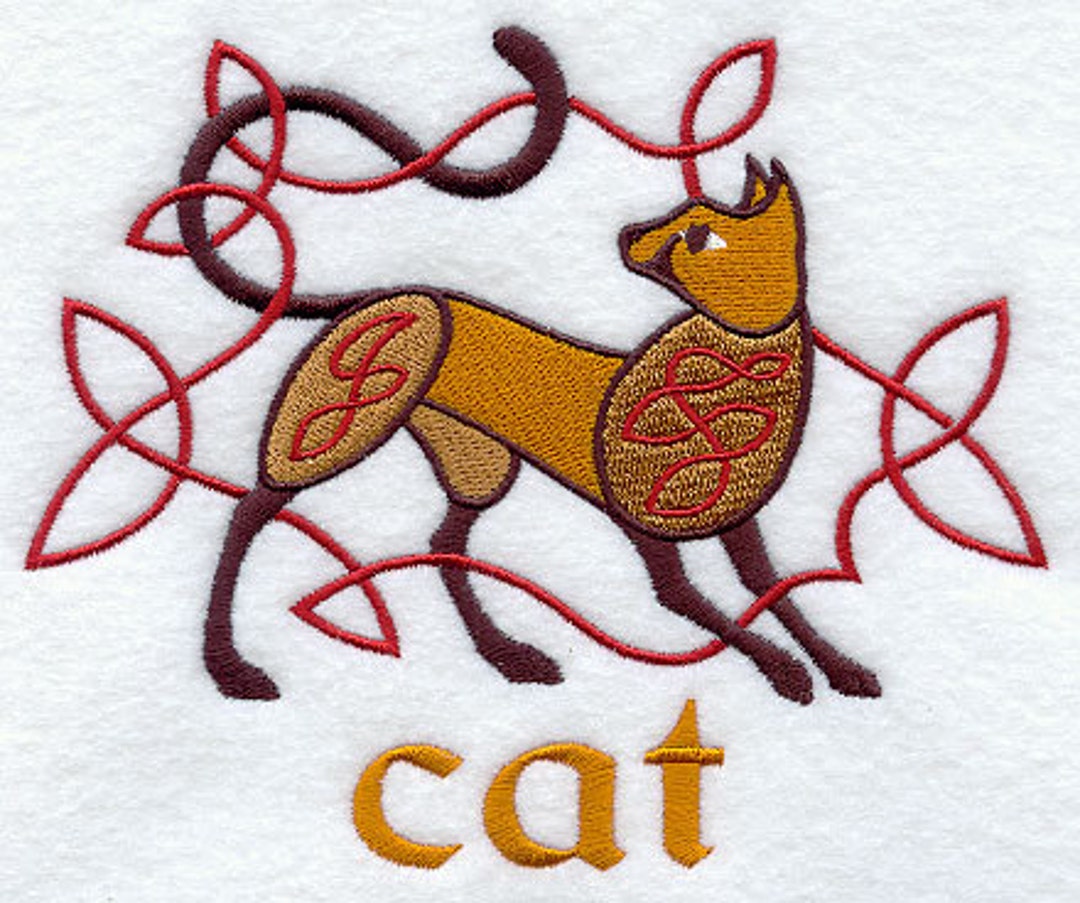 Celtic Knotwork Cat Embroidered Waffle Weave Hand/dish Towel - Etsy