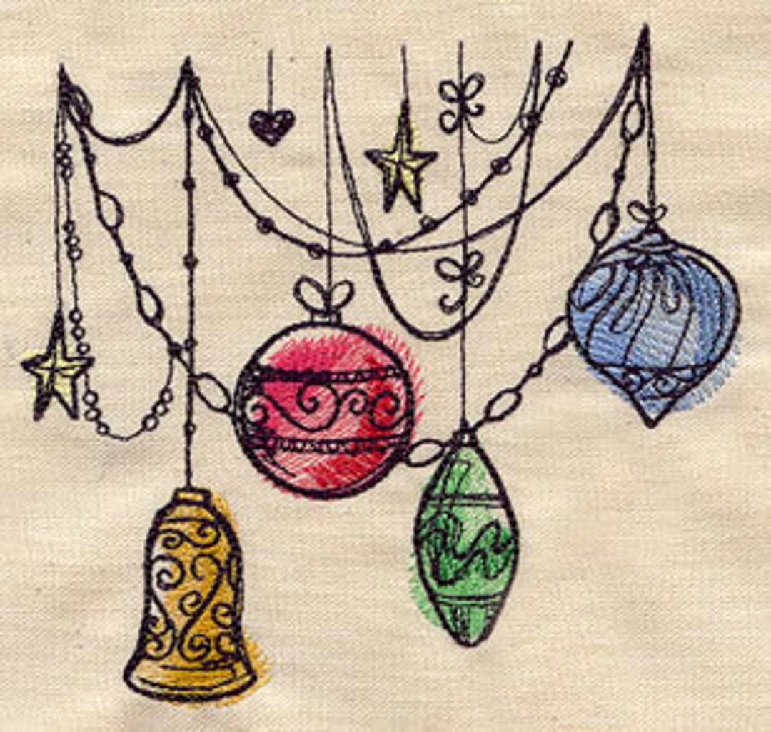 Draping Dangling Christmas Ornaments Embroidered Waffle Weave Hand/dish ...