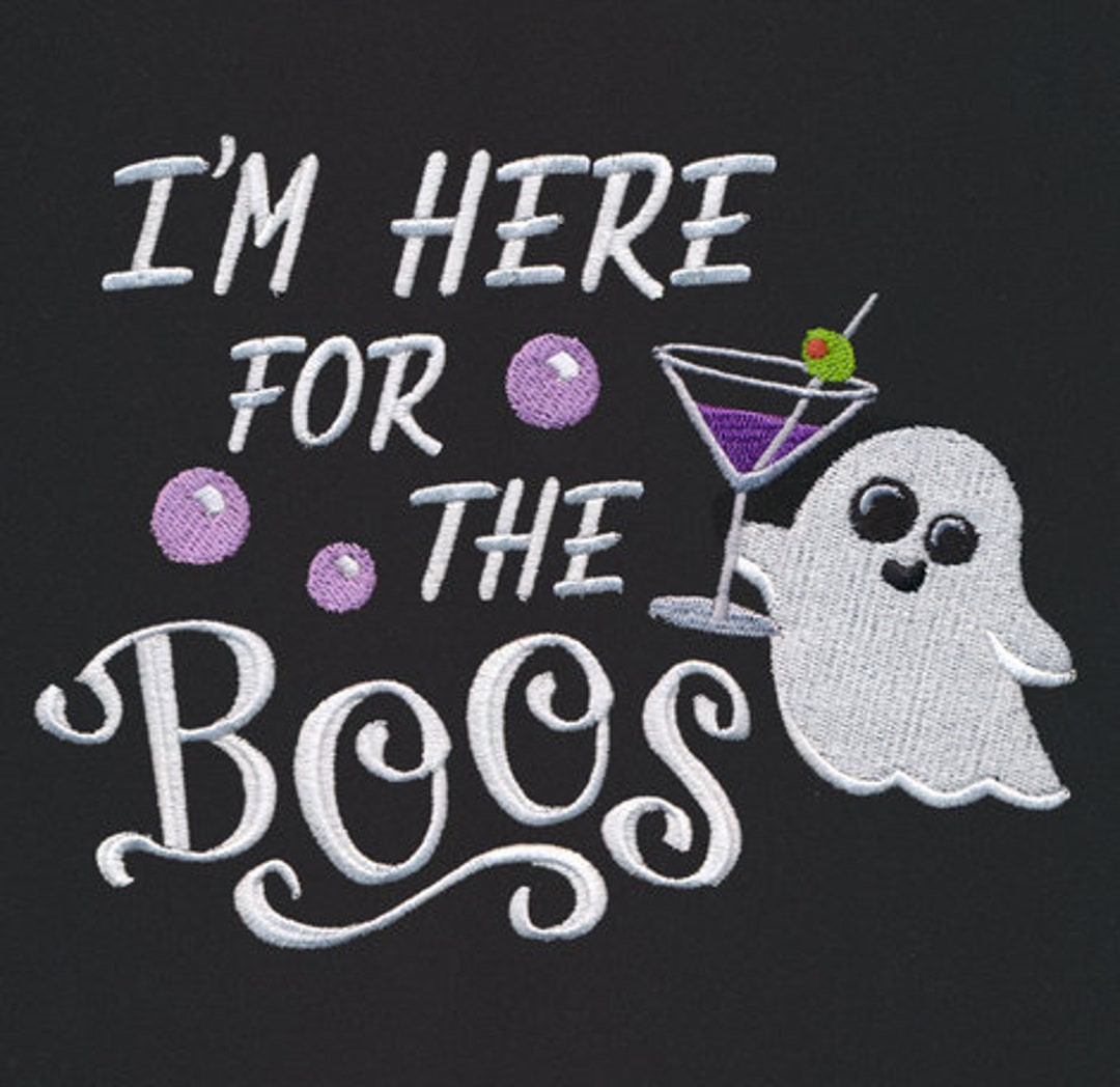 I'm Here for the Boos Booze BOO Ghosts Embroidered Waffle Weave Hand ...