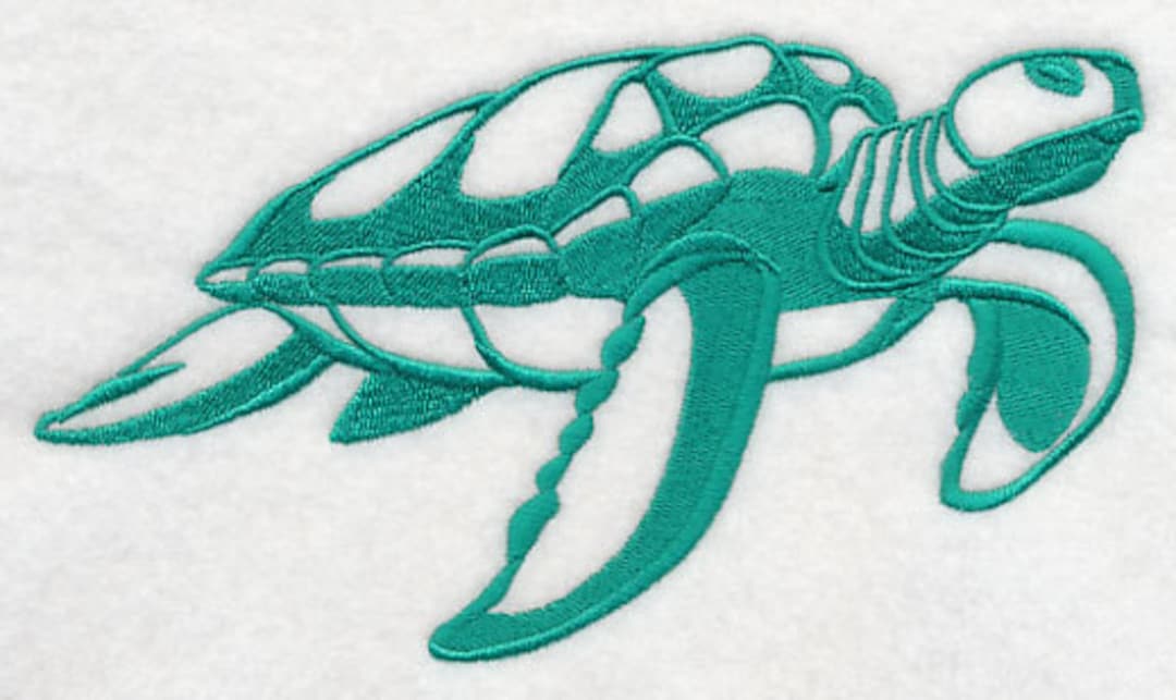 Sea Turtle Silhouette Embroidered Waffle Weave Hand/dish Towel - Etsy
