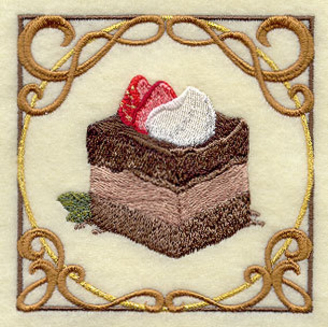 Art Nouveau Mousse Cake Embroidered Waffle Weave Hand/dish - Etsy
